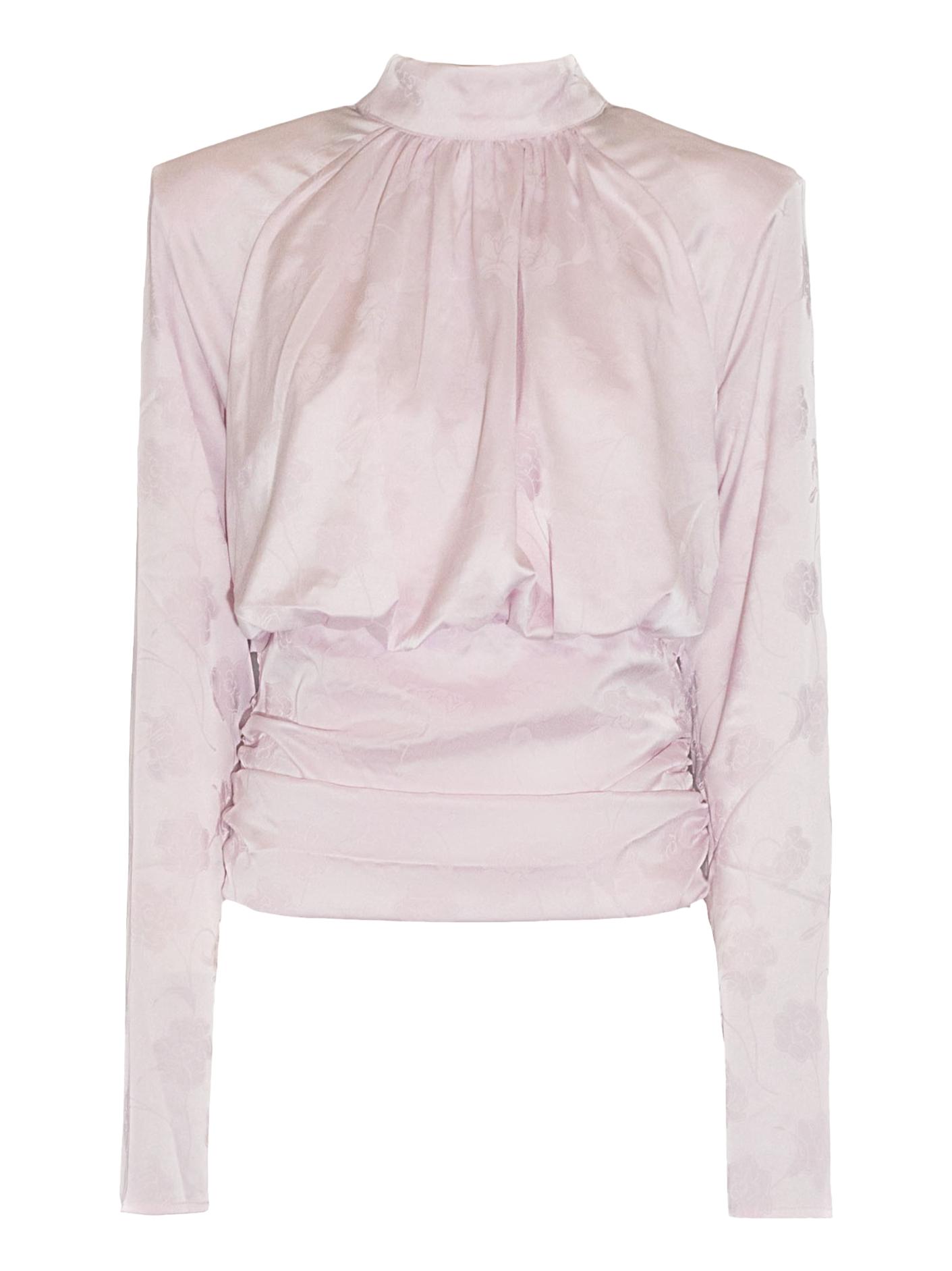 ROTATE BY BIRGER CHRISTENSEN ROTATE High-Neck Ruched Top with Jacquard Pattern